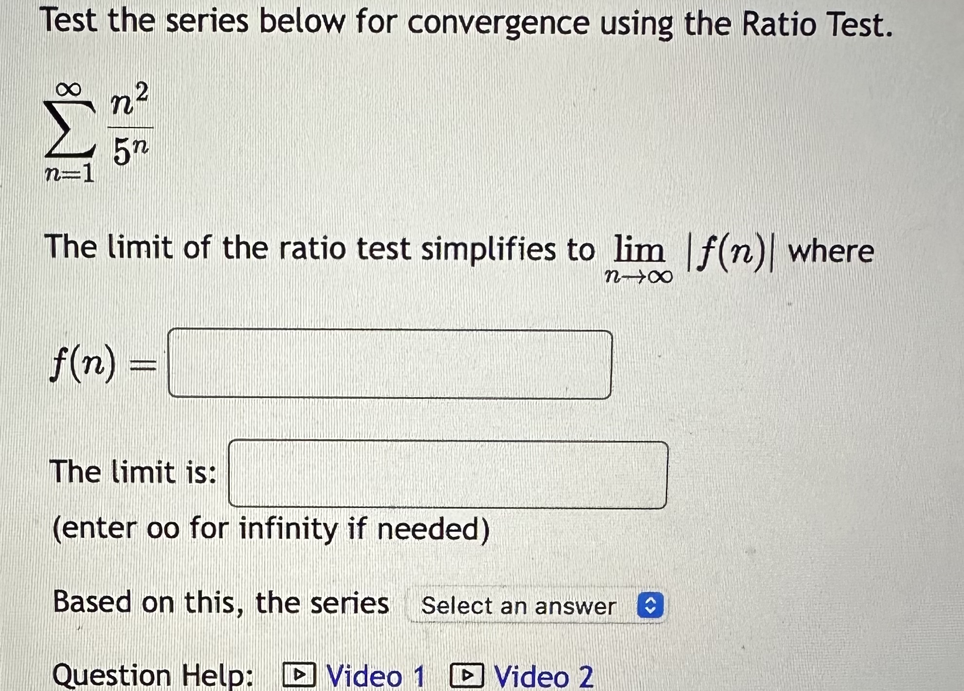 Solved Test the series below for convergence using the Ratio | Chegg.com