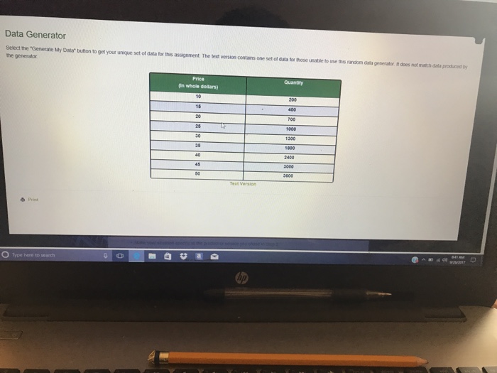 Solved Data Generator Select the "Generate My Datar button | Chegg.com
