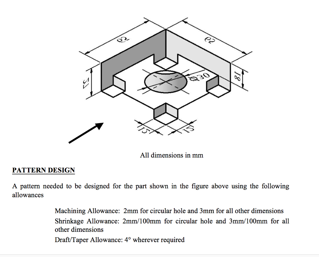Solved 2. All dimensions in mm PATTERN DESIGN A pattern | Chegg.com