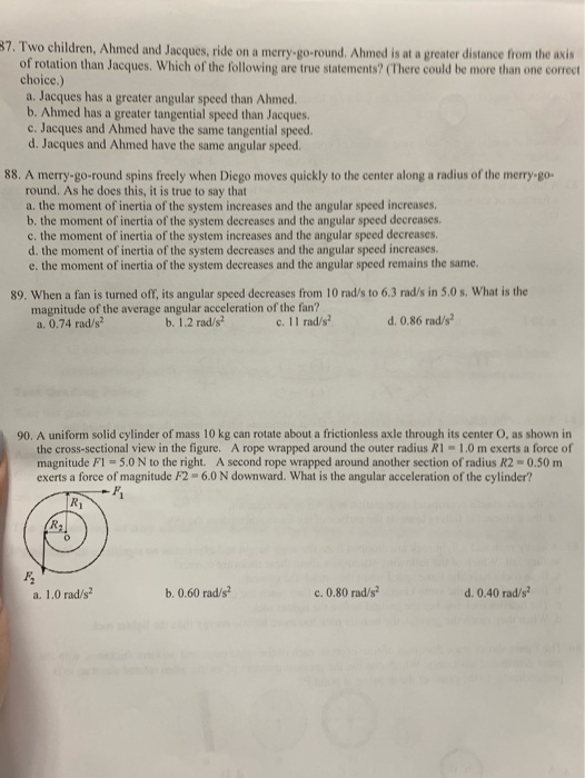 Solved 87. Two children, Ahmed and Jacques, ride on of | Chegg.com