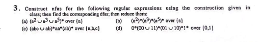 Solved 3. Construct nfas for the following regular | Chegg.com