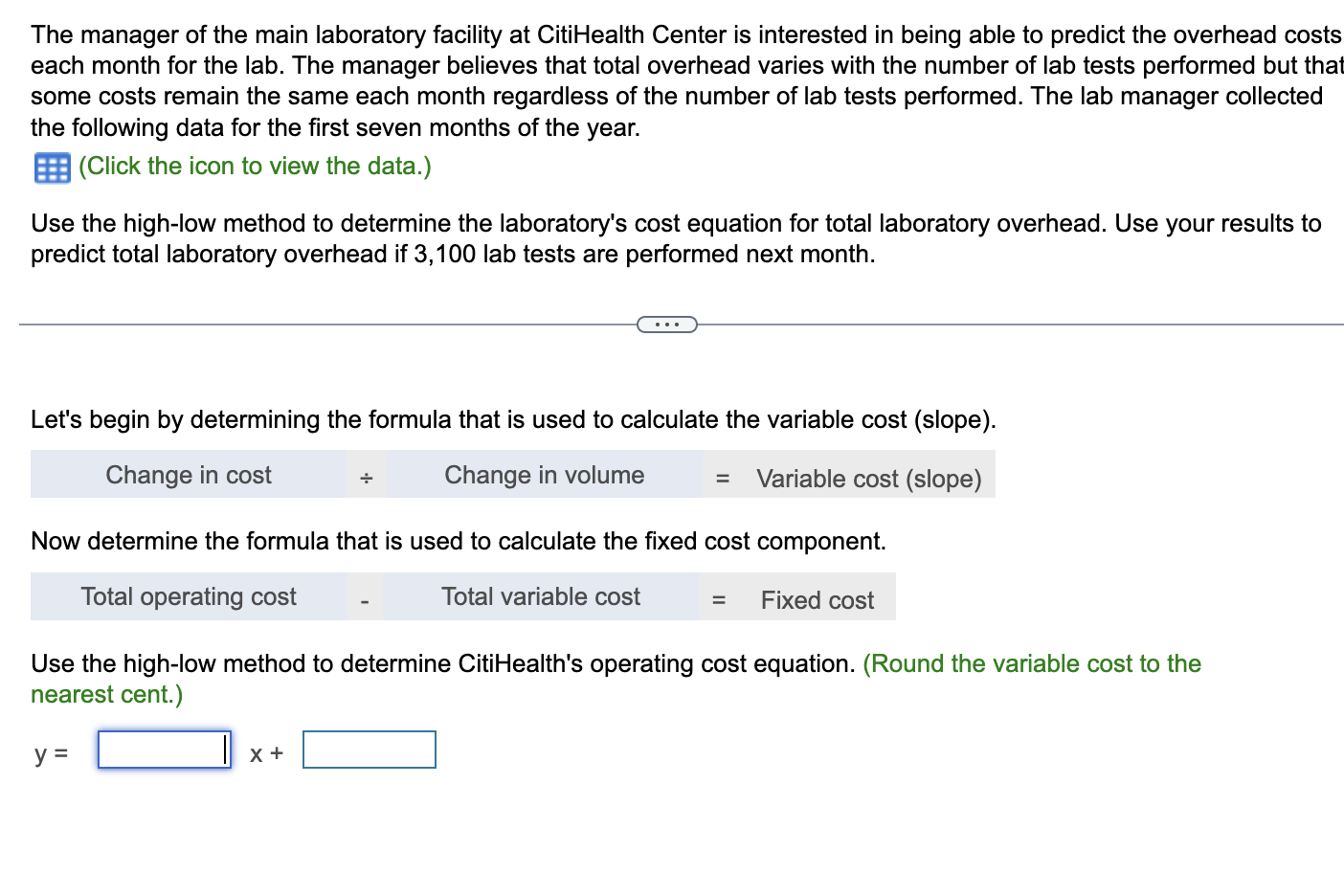 Solved Data tableThe manager of the main laboratory facility | Chegg.com
