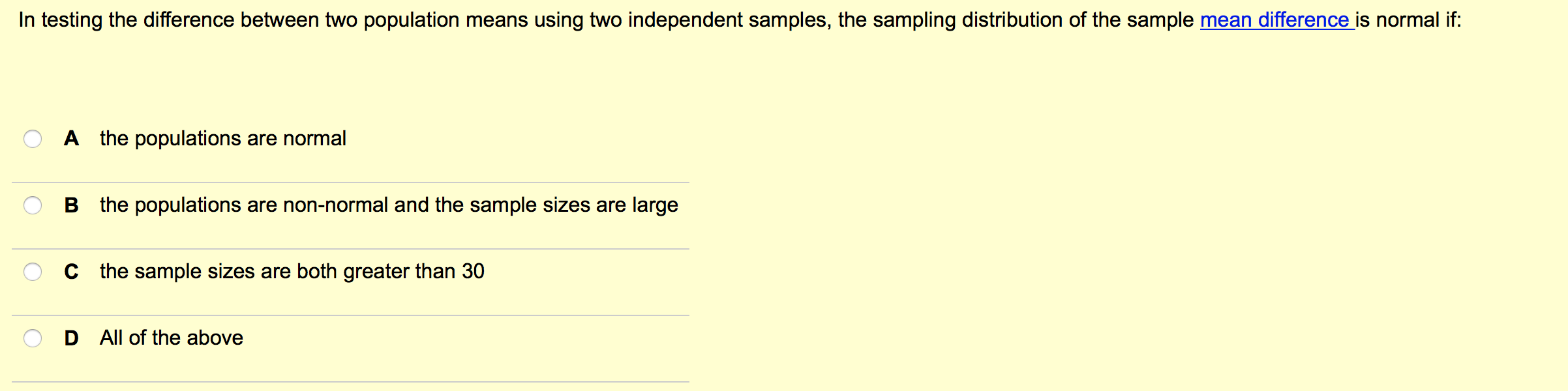 Solved In testing the difference between two population | Chegg.com