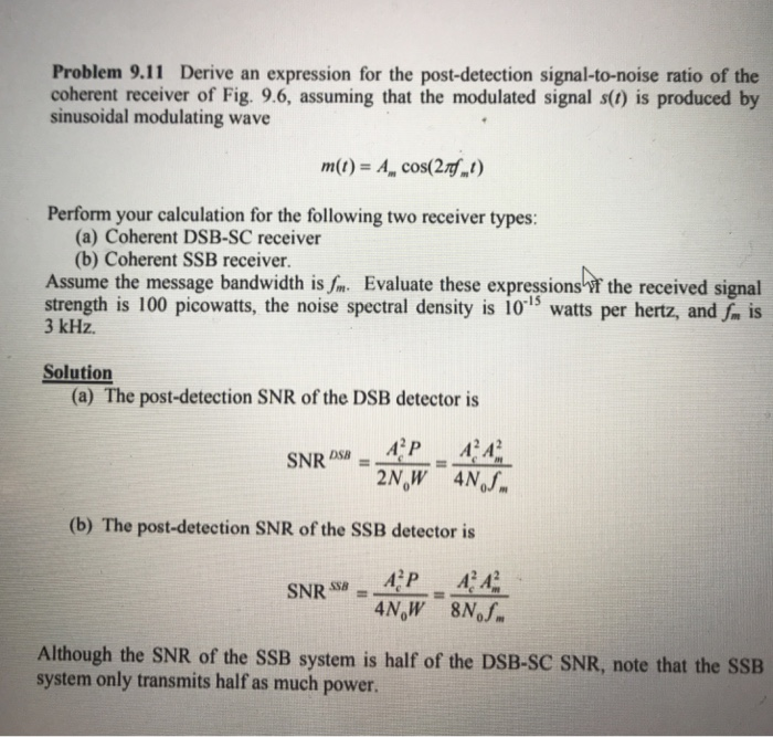 Problem 9.11 Derive an expression for the | Chegg.com