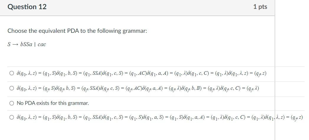 Solved Choose the equivalent PDA to the following grammar: | Chegg.com