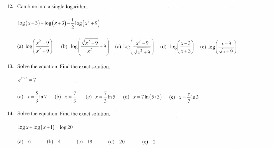 Solved 12. Combine into a single logarithm. log(x – 3) + | Chegg.com