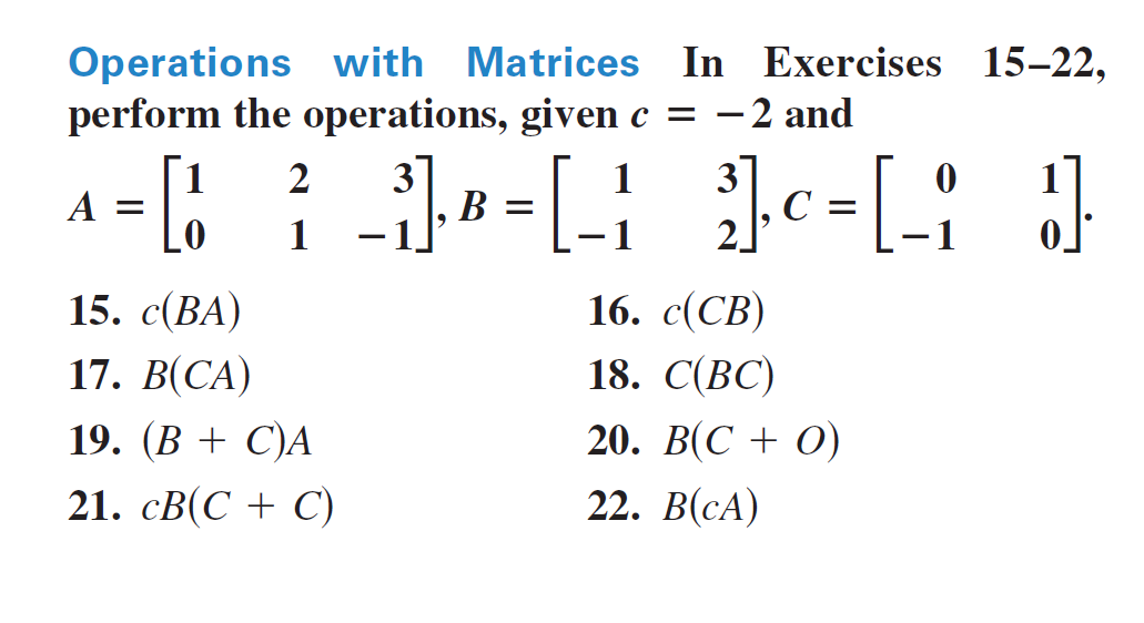 Solved Operations with Matrices In Exercises 15-22, perform | Chegg.com