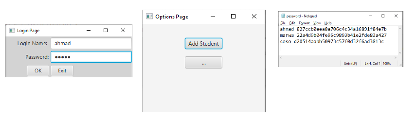 Write a JavaFX application that authenticates user by | Chegg.com