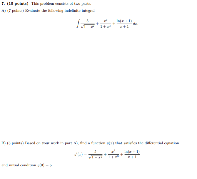 Solved 7. (10 points) This problem consists of two parts. A) | Chegg.com