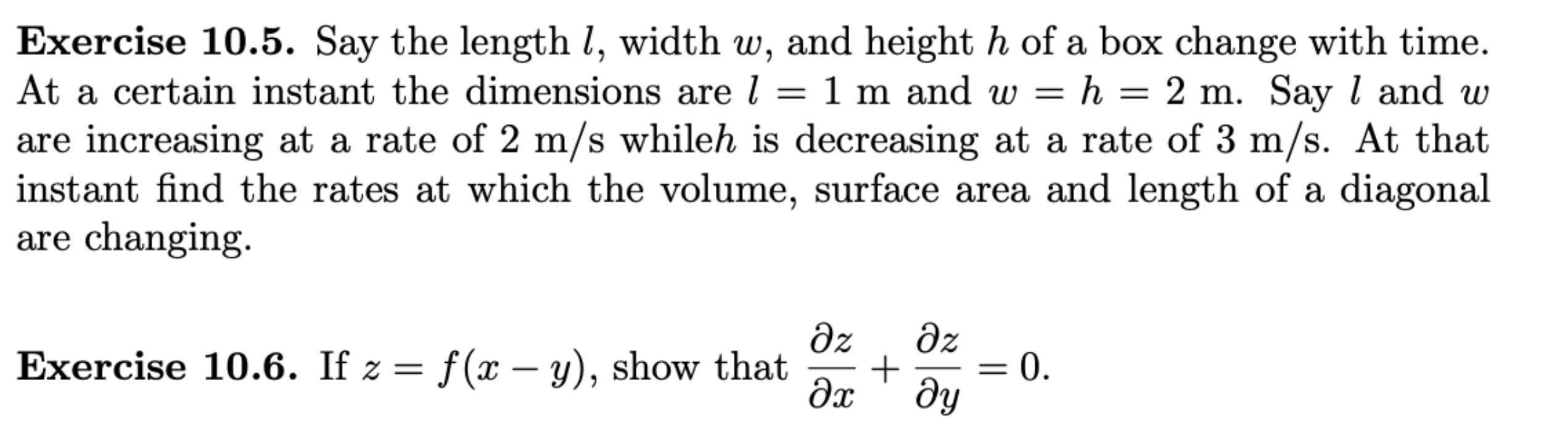 Solved Exercise 10.5. Say the length l, width w, and height | Chegg.com