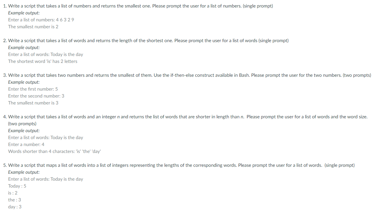 Solved 1 Write A Script That Takes A List Of Numbers And