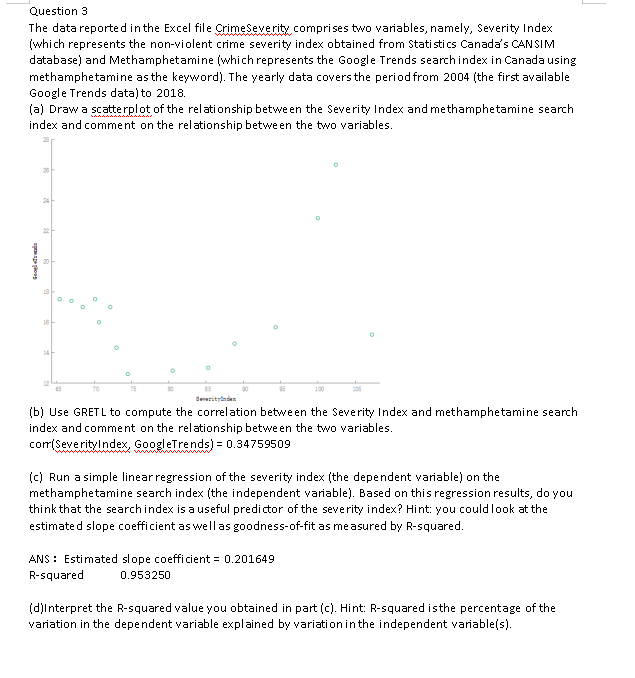 Solved Question 3 The data reported in the Excel file | Chegg.com
