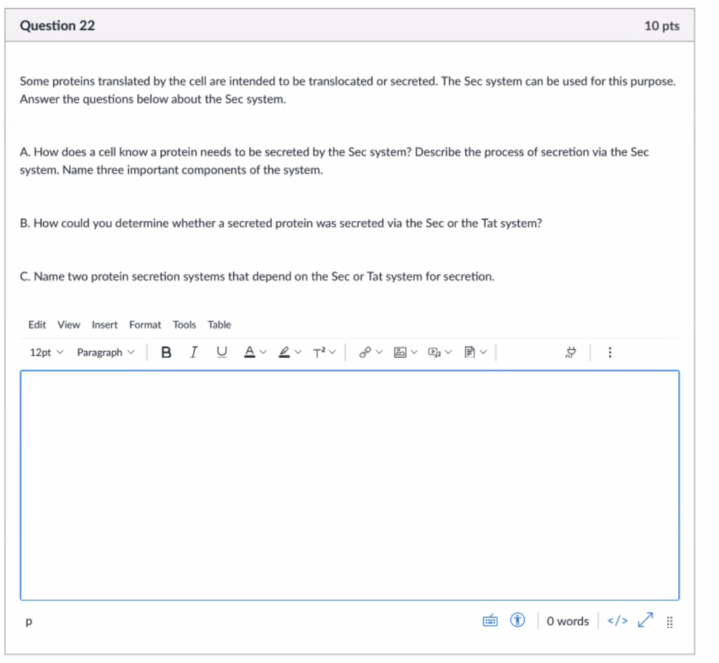 Solved Question 22 10 pts Some proteins translated by the | Chegg.com