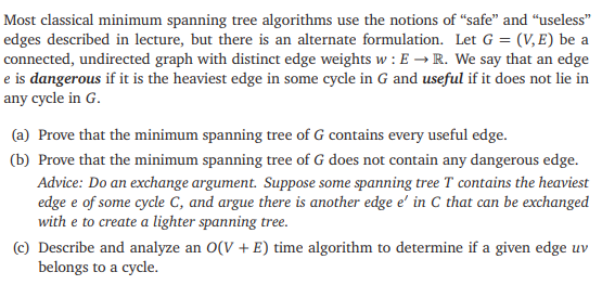 Solved Most classical minimum spanning tree algorithms use | Chegg.com