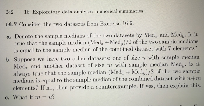 Solved 242 16 Exploratory data analysis: numerical summaries | Chegg.com
