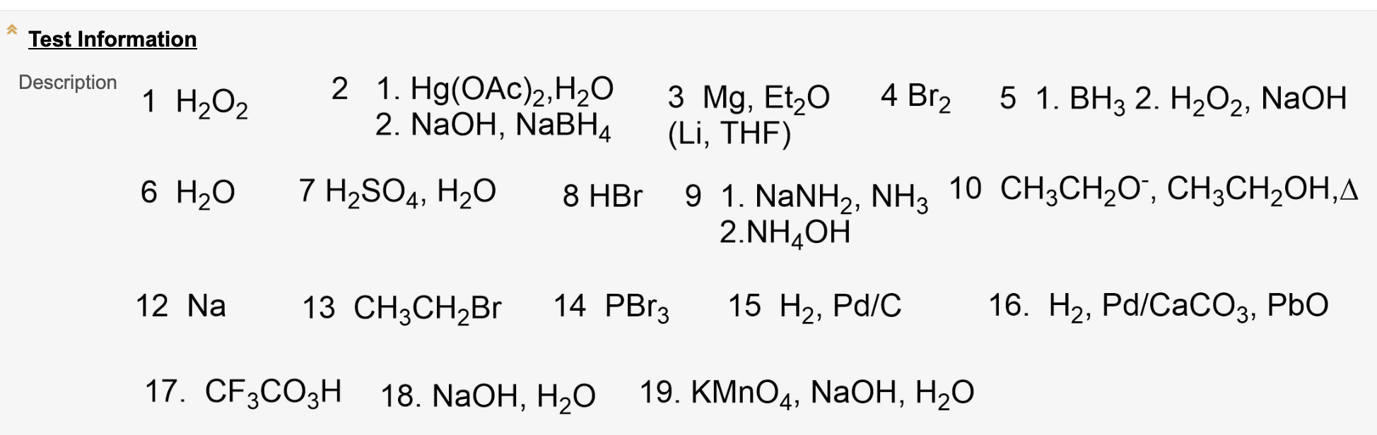 Solved Enter the reagent #'s in the proper sequence that | Chegg.com
