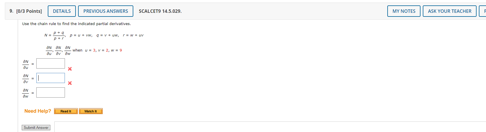 Solved Use the chain rule to find the indicated partial | Chegg.com