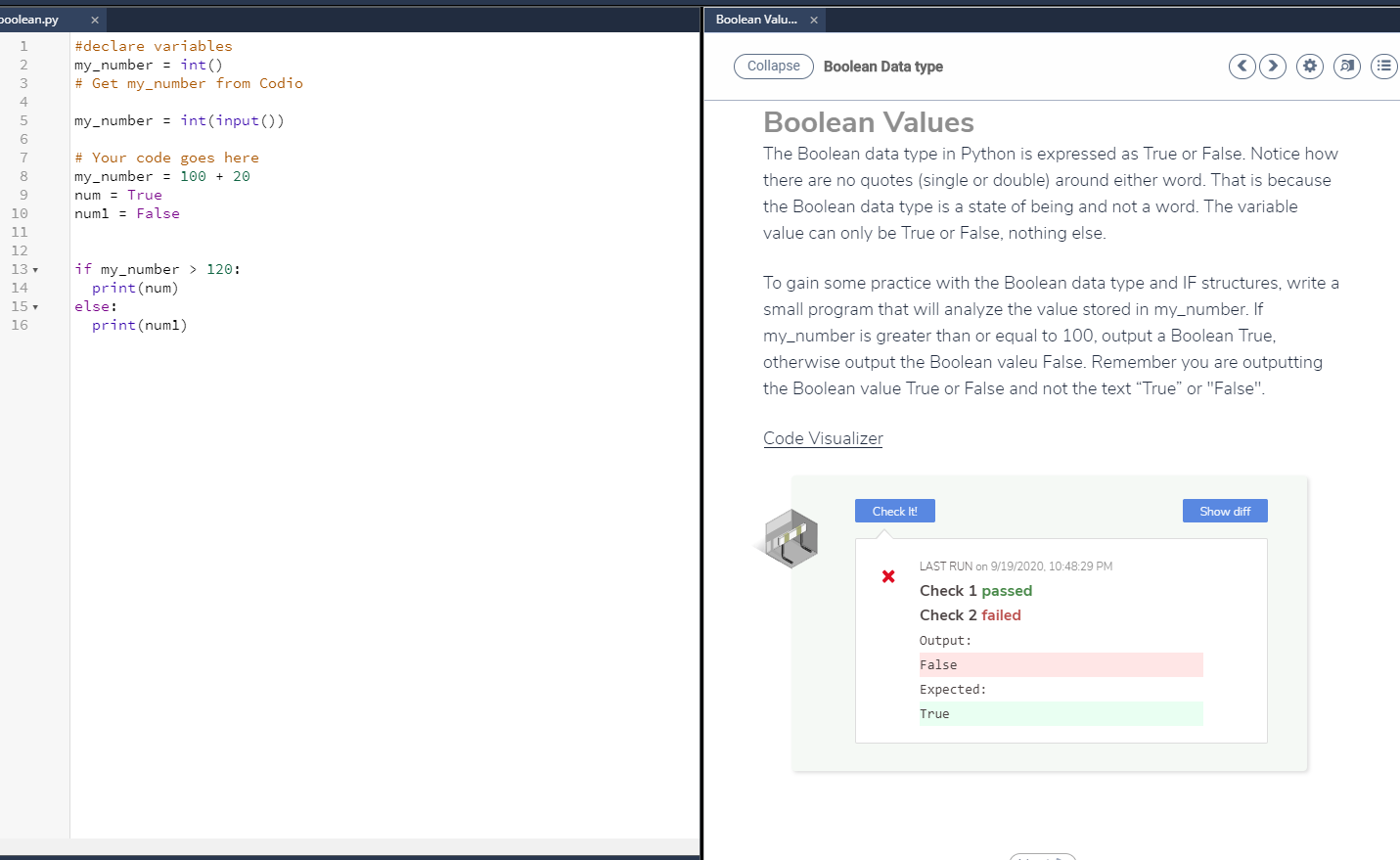 Solved Boolean Values The Boolean Data Type In Python Is Chegg