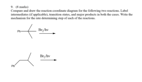 Solved 9. (8 marks) Compare and draw the reaction coordinate | Chegg.com