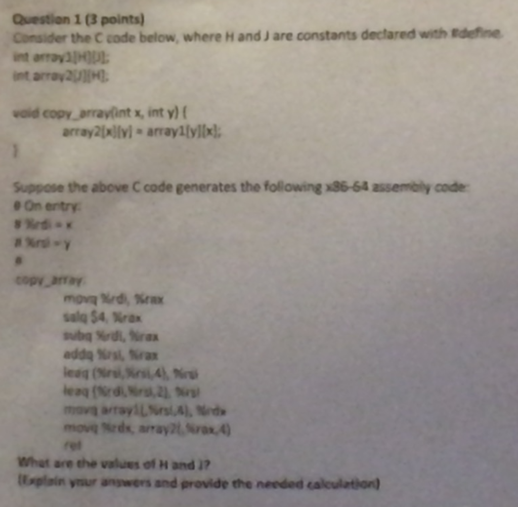 Solved Question 1 ( 3 points) Consider the C code below, | Chegg.com