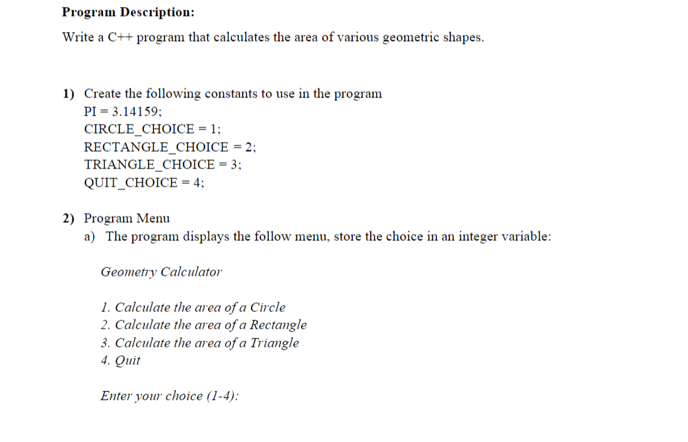 Solved 3) Menu functionality a) If 1 is selected i) Prompt | Chegg.com