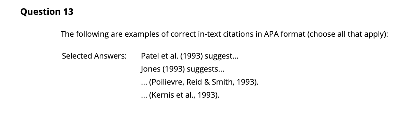The following are examples of correct in-text | Chegg.com