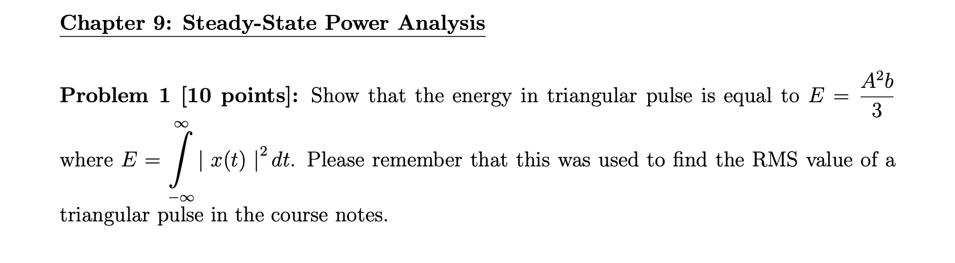 Solved Chapter 9: Steady-State Power Analysis Problem 1 (10 | Chegg.com