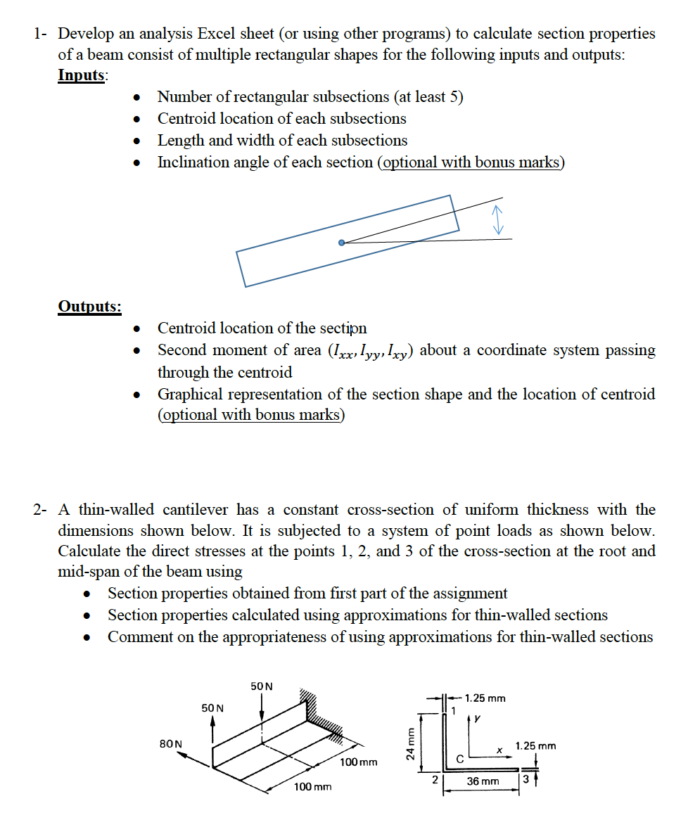 1- Develop an analysis Excel sheet (or using other | Chegg.com