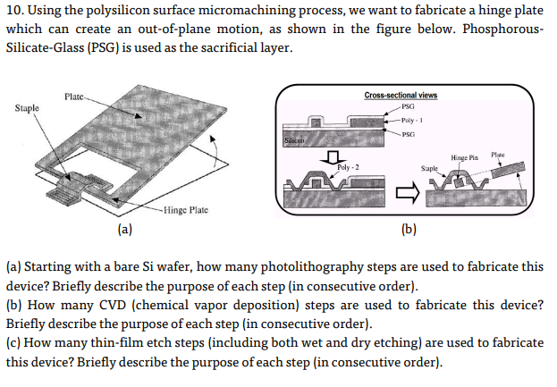 10. Using the polysilicon surface micromachining | Chegg.com