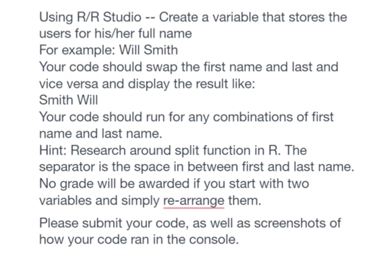Solved Using R/R Studio -- Create a variable that stores the | Chegg.com