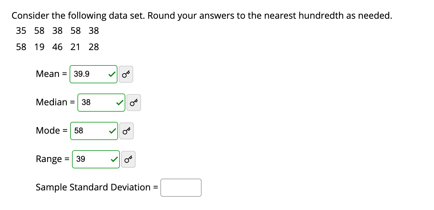 Solved Consider the following data set. Round your answers | Chegg.com
