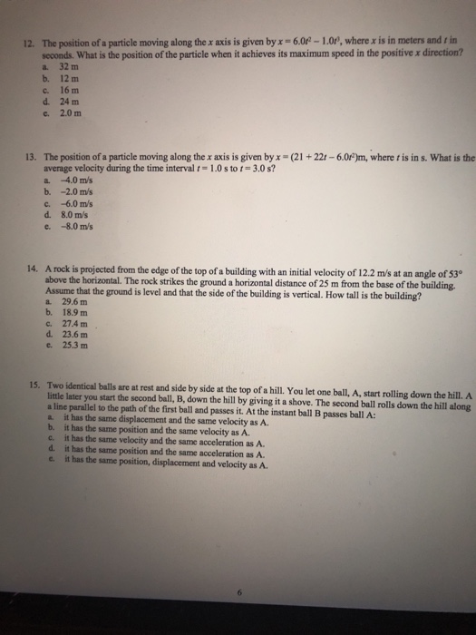 Solved The position of a particle moving along the x axis is | Chegg.com