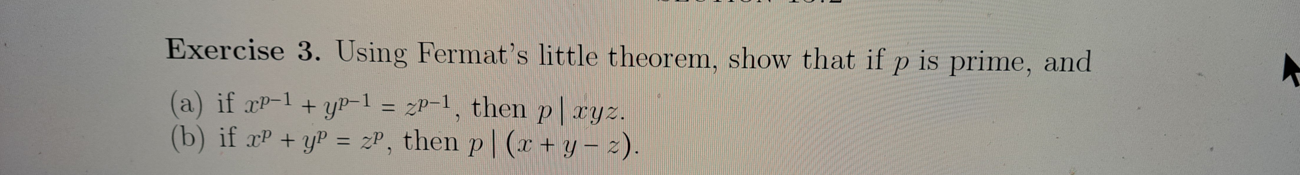 Solved Exercise 3. ﻿Using Fermat's little theorem, show that | Chegg.com