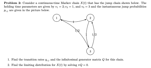 Solved Problem 2: Consider a continuous-time Markov chain | Chegg.com