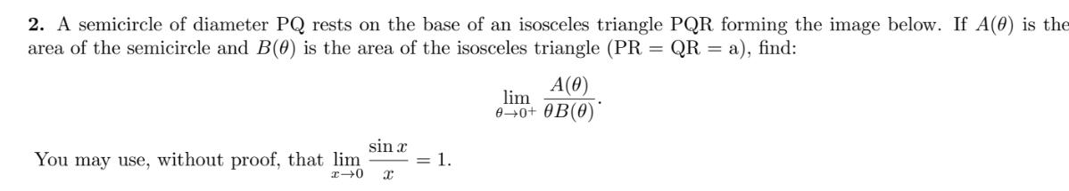 Solved 2. A semicircle of diameter PQ rests on the base of | Chegg.com