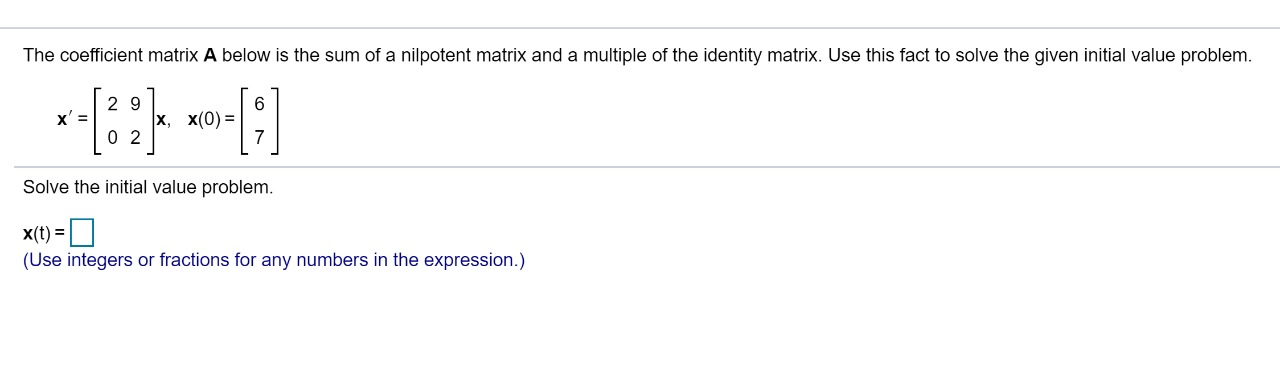 Solved The Coefficient Matrix A Below Is The Sum Of A