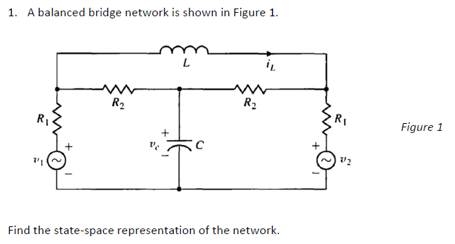 Solved 1. A balanced bridge network is shown in Figure 1. L | Chegg.com