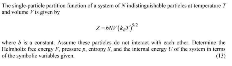 Solved The Single Particle Partition Function Of A System Of 3058