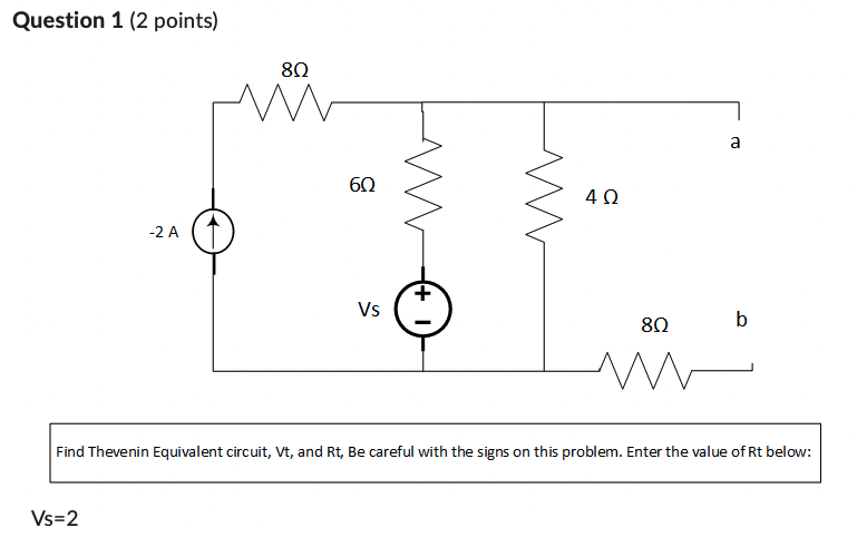 Solved Question 1 (2 points) Find Thevenin Equivalent | Chegg.com