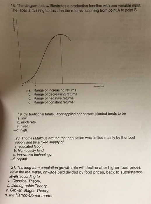 Solved 18. The diagram below illustrates a production | Chegg.com