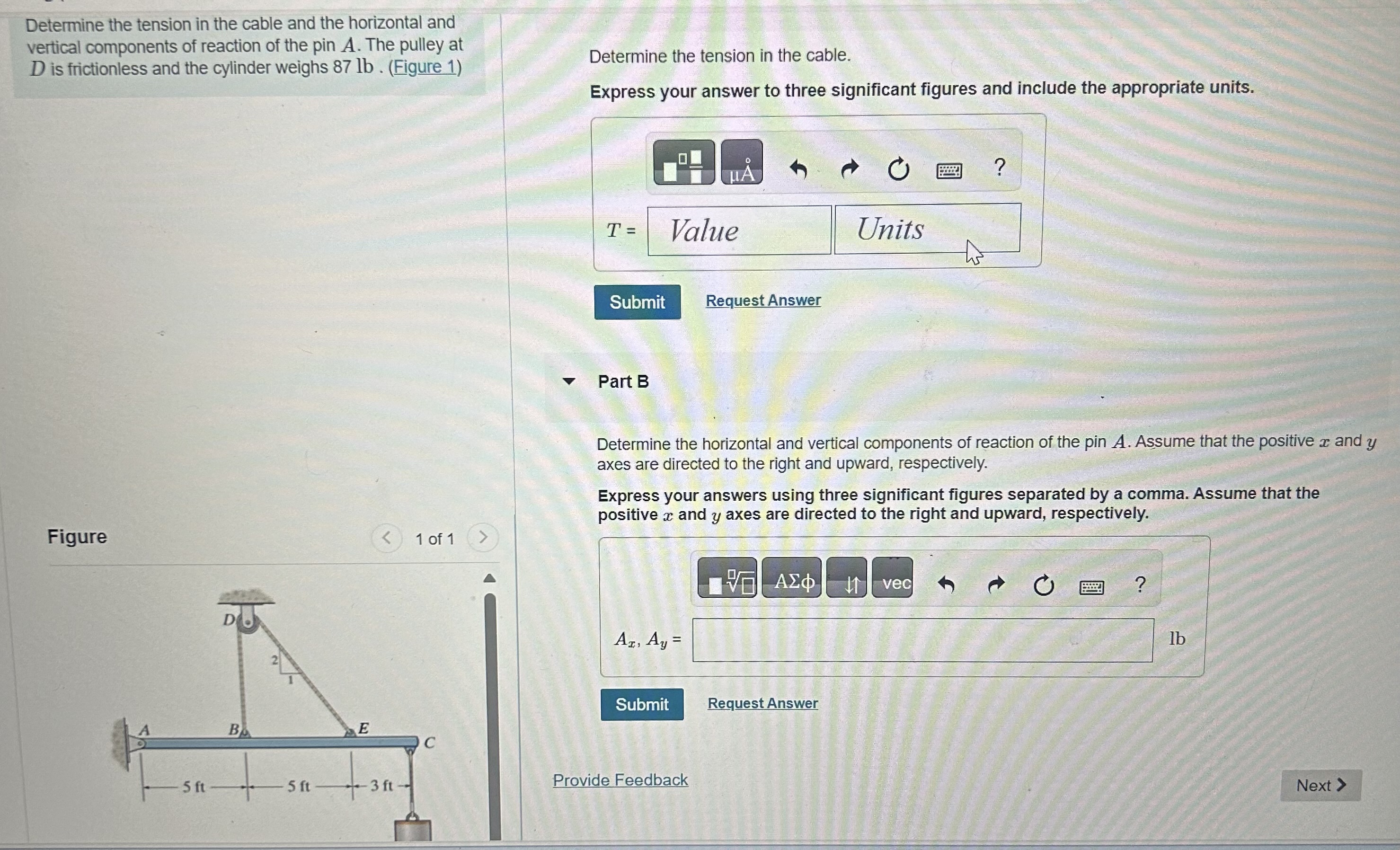 Solved Determine the tension in the cable and the horizontal | Chegg.com