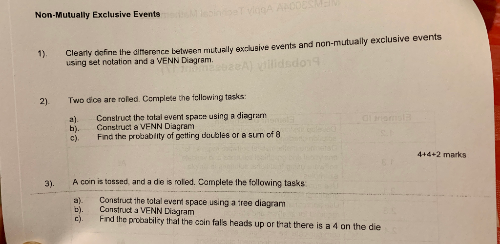 Solved Non-Mutually Exclusive Events VIGOAAAO 1). Clearly | Chegg.com