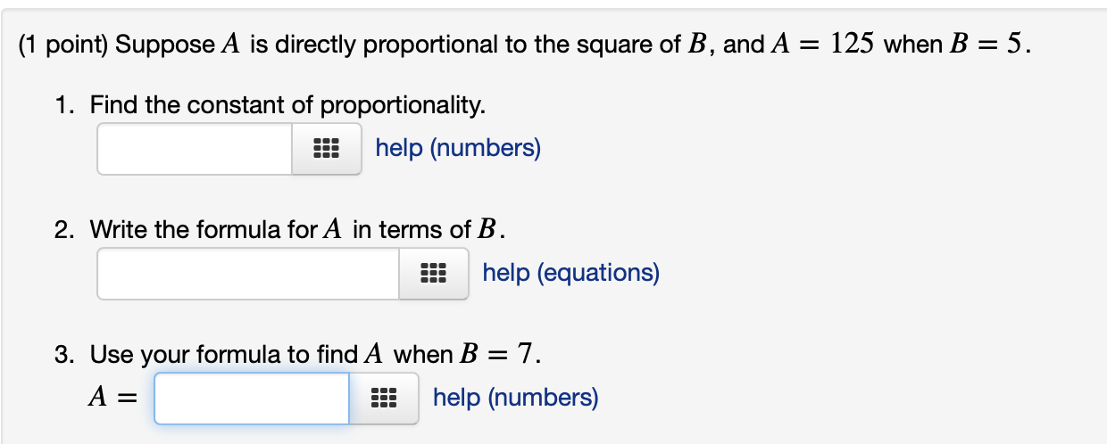Solved (1 point) Suppose A is directly proportional to the | Chegg.com