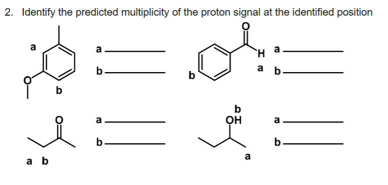 Solved 2. Identify the predicted multiplicity of the proton | Chegg.com