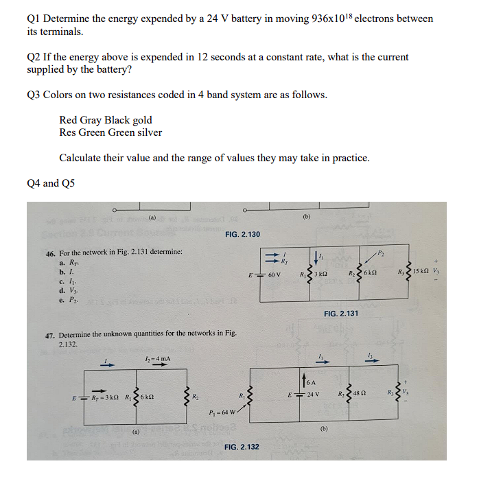 Solved Q1 Determine the energy expended by a 24 V battery in | Chegg.com