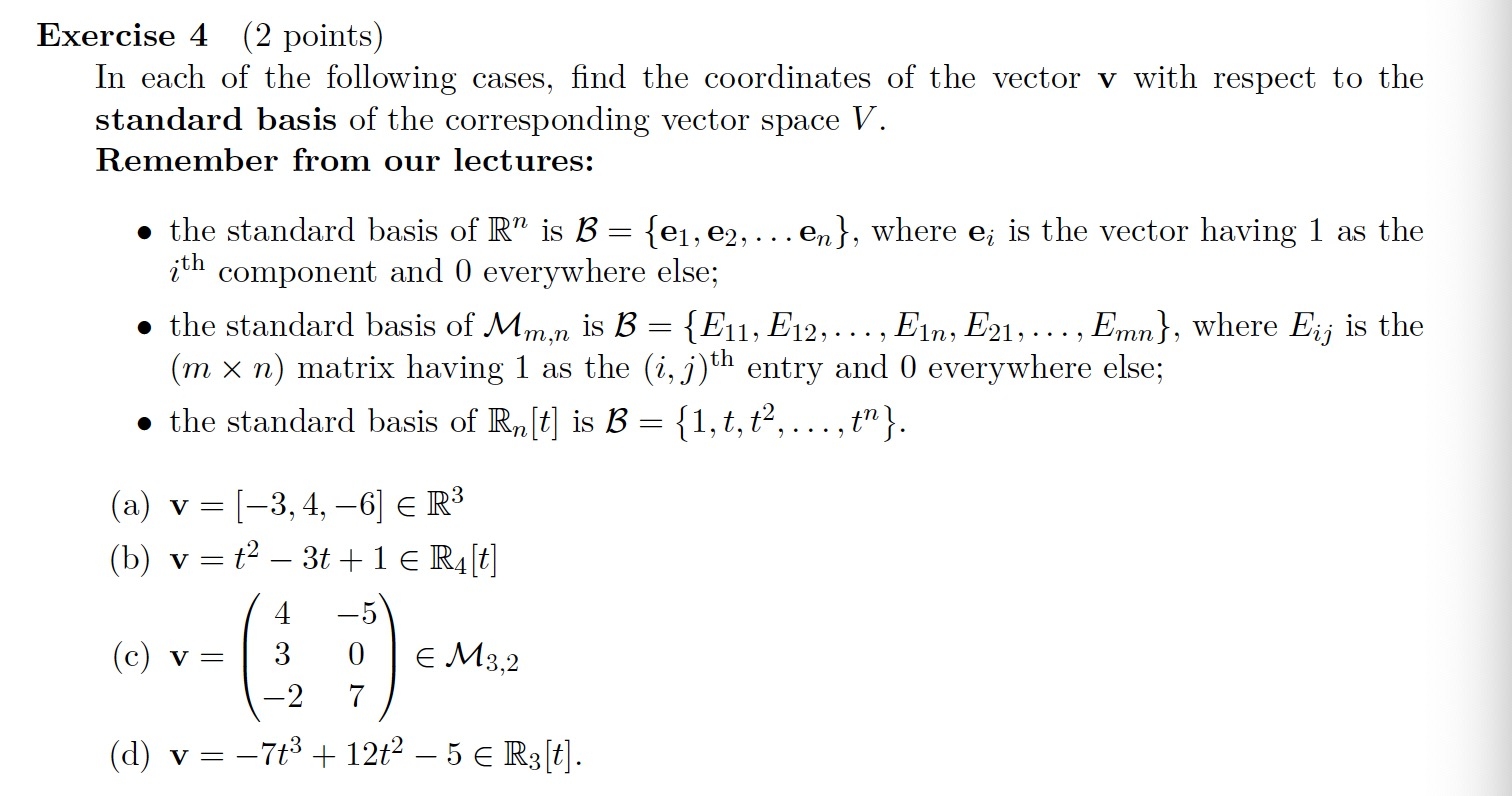 Solved Exercise 4 (2 points) In each of the following cases, | Chegg.com