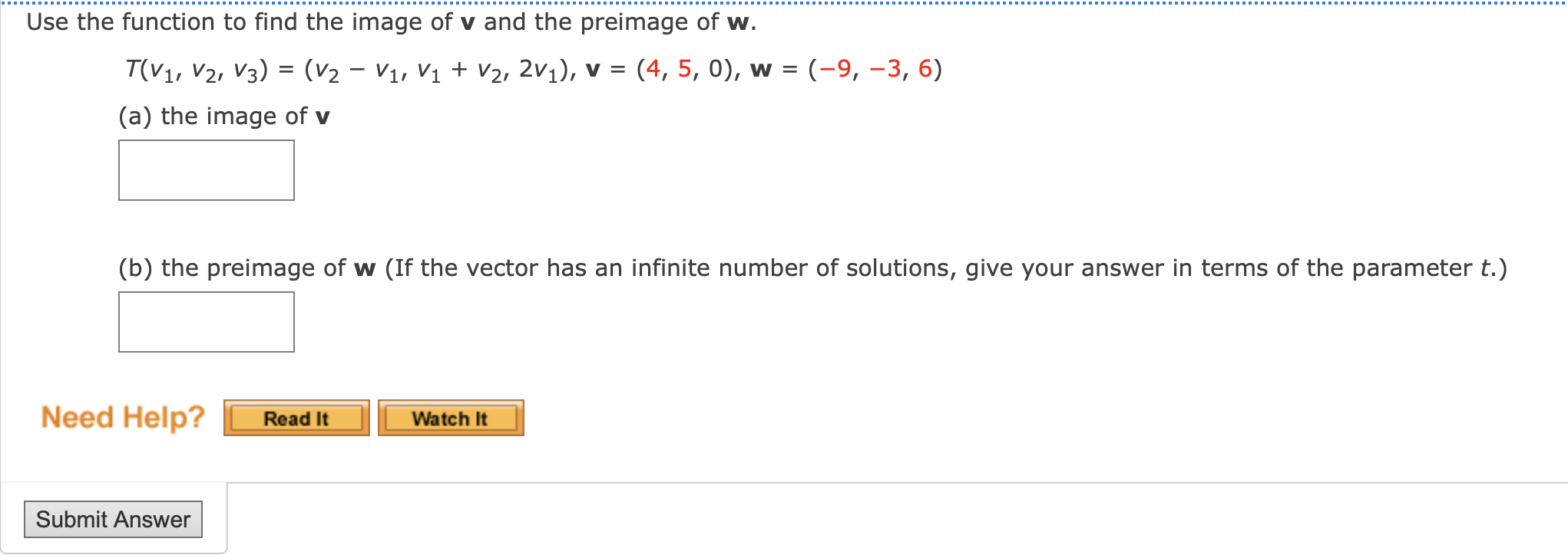 Solved Use the function to find the image of v and the | Chegg.com