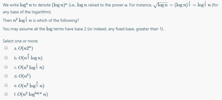 Solved We write logºn to denote (log n)" (.e. log n raised | Chegg.com