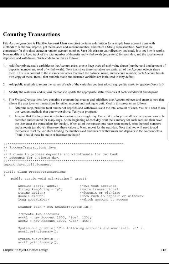 Solved Counting Transactions File Account java (see A | Chegg.com