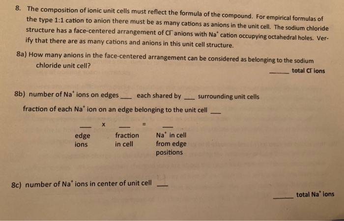Solved The composition of ionic unit cells must reflect the | Chegg.com
